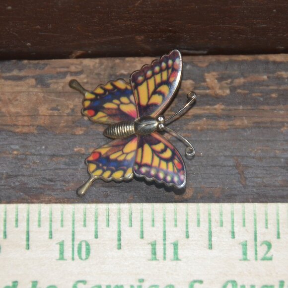 Vintage | Jewelry | Vintage Monarch Butterfly Brooch Pin Enamel Stamped ...